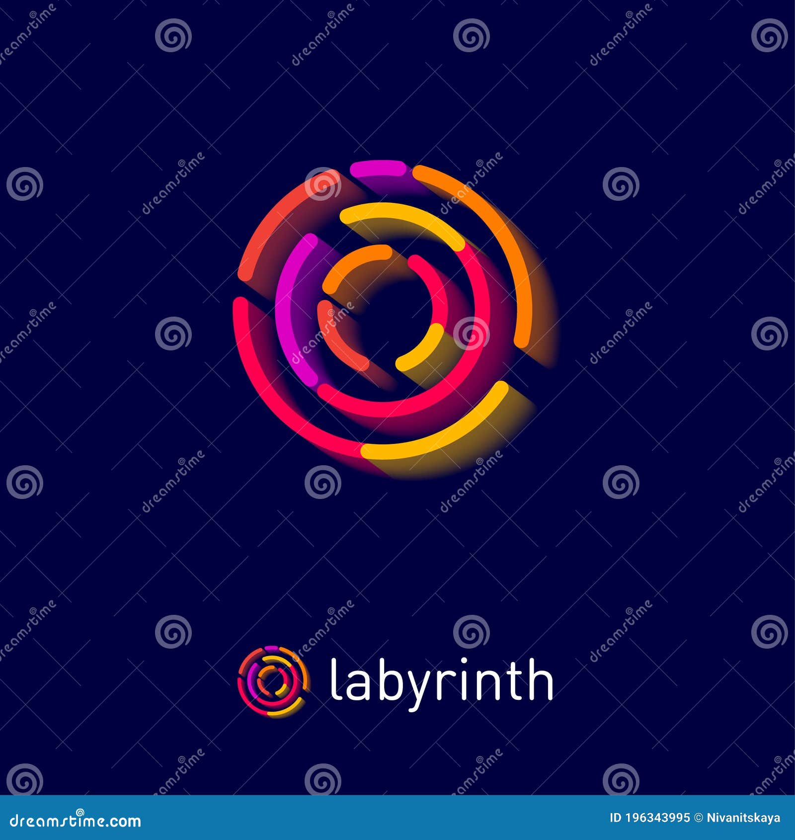 Labyrinth Logo Design, Red Black Code Logo Icon Vector Illustration ...