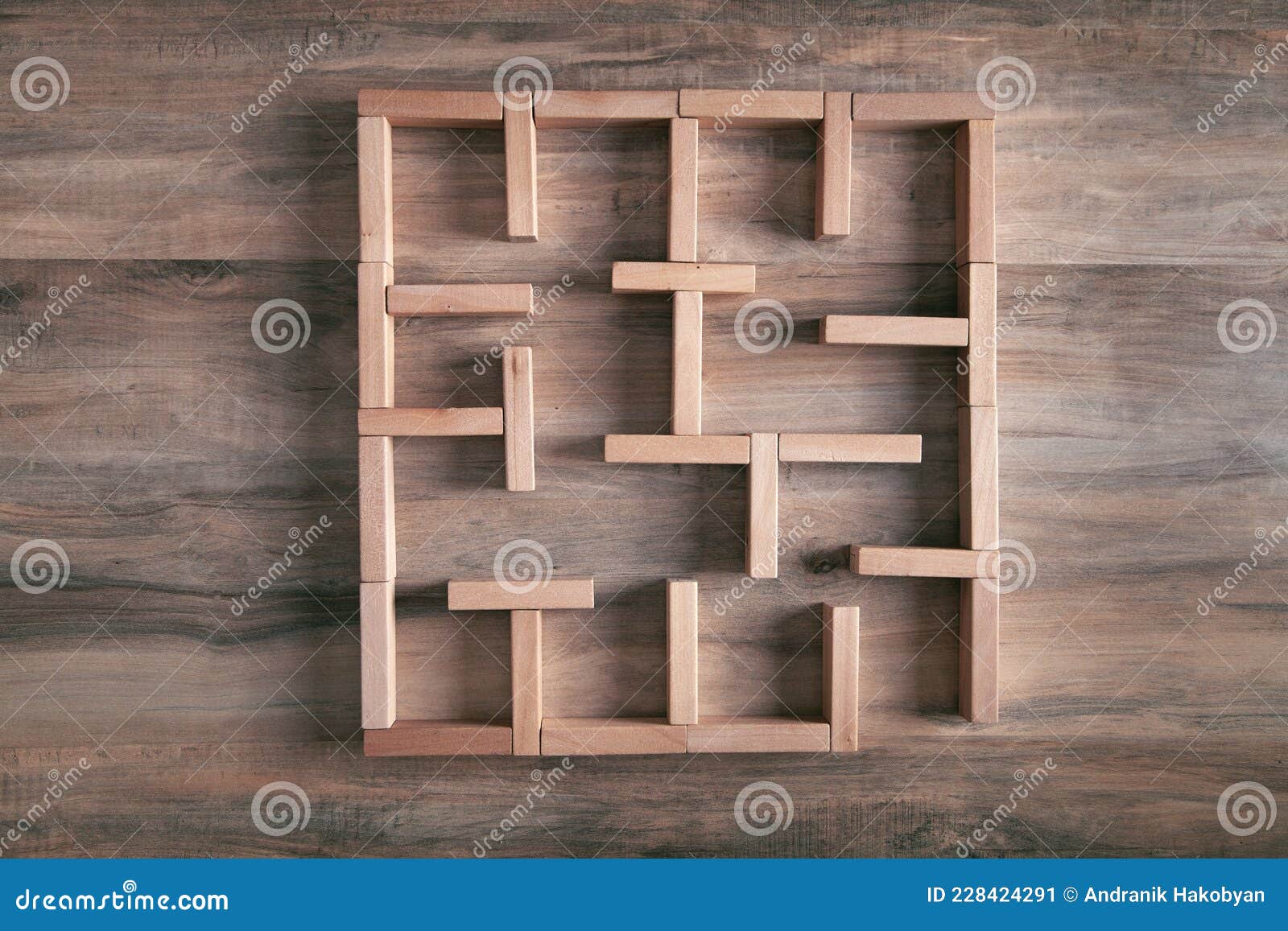 Labyrinth Made in with Wooden Blocks Stock Image - Image of detail ...
