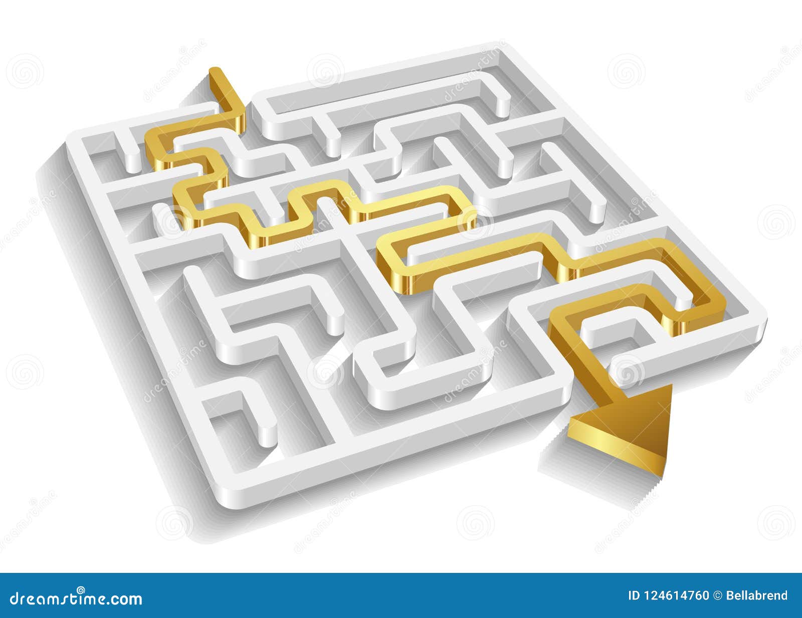 Labyrinth Maze 3d Gold Vector. Stock Vector - Illustration of abstract ...
