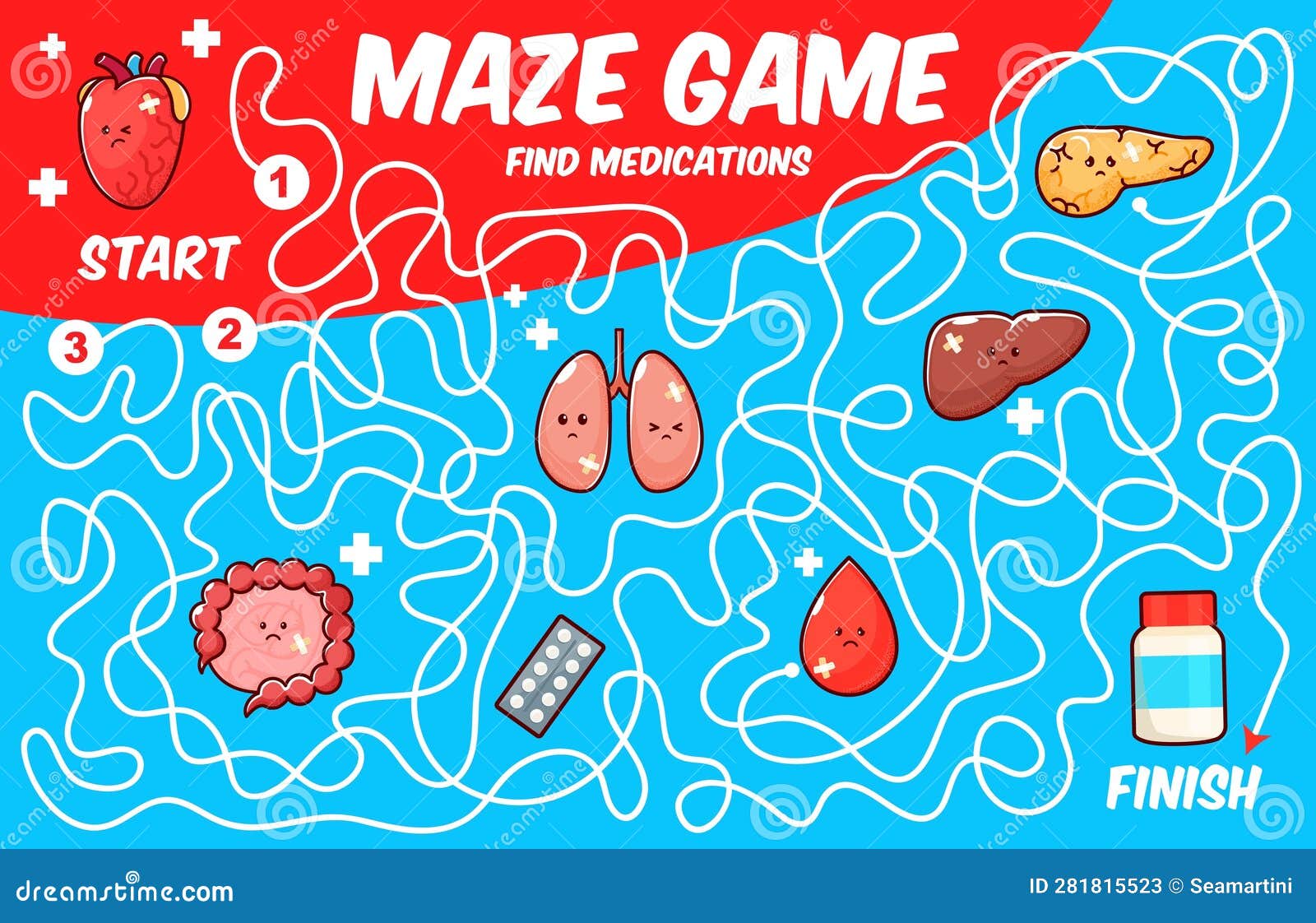 Labyrinth Maze Game with Sick Human Body Organ Stock Illustration ... Labyrinth Maze Game with Sick Human Body Organ Stock Illustration ...