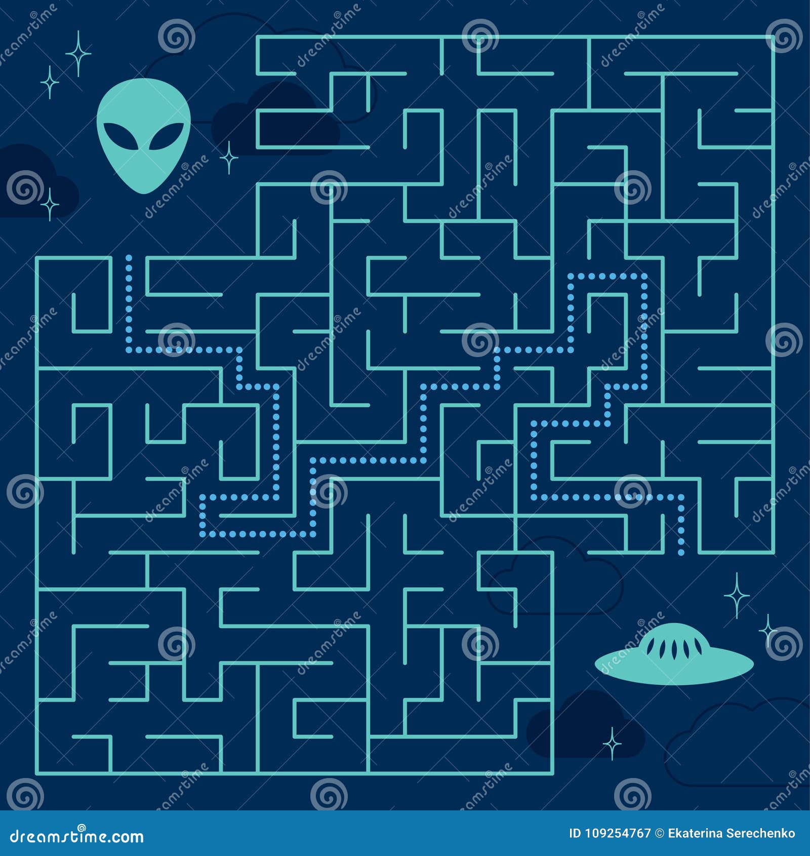 Labyrinth Maze Game with Solution. Help Alien Stock Vector ...