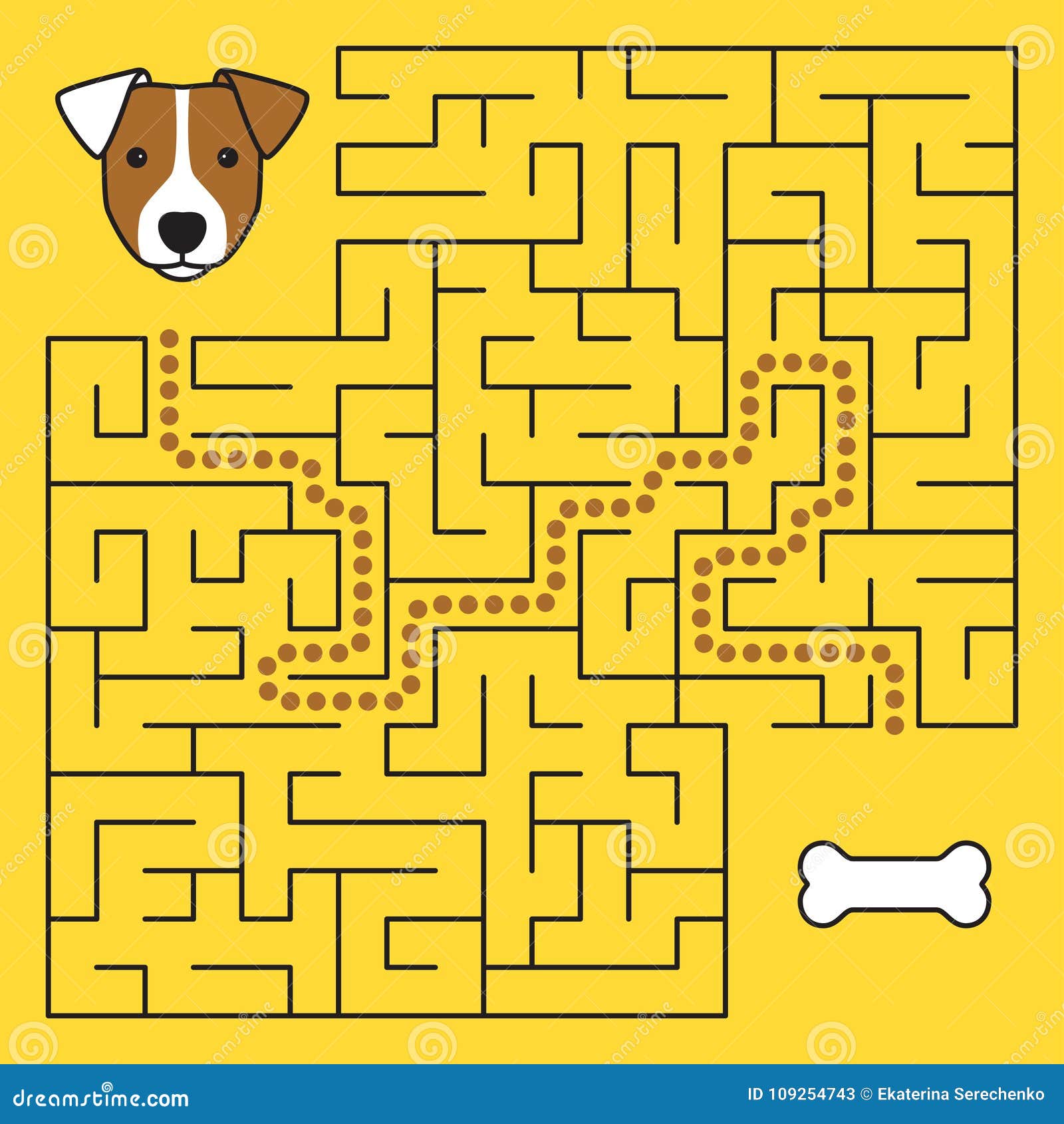 Labyrinth Maze Game with Solution. Help Dog Stock Vector - Illustration ...