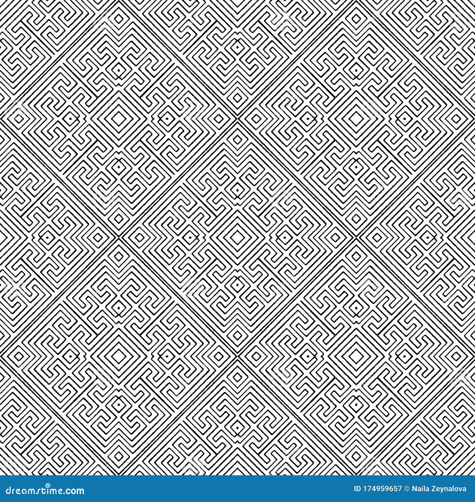 Labyrinth Maze Vector Seamless Pattern. Greek Style Ornate Abstract ...