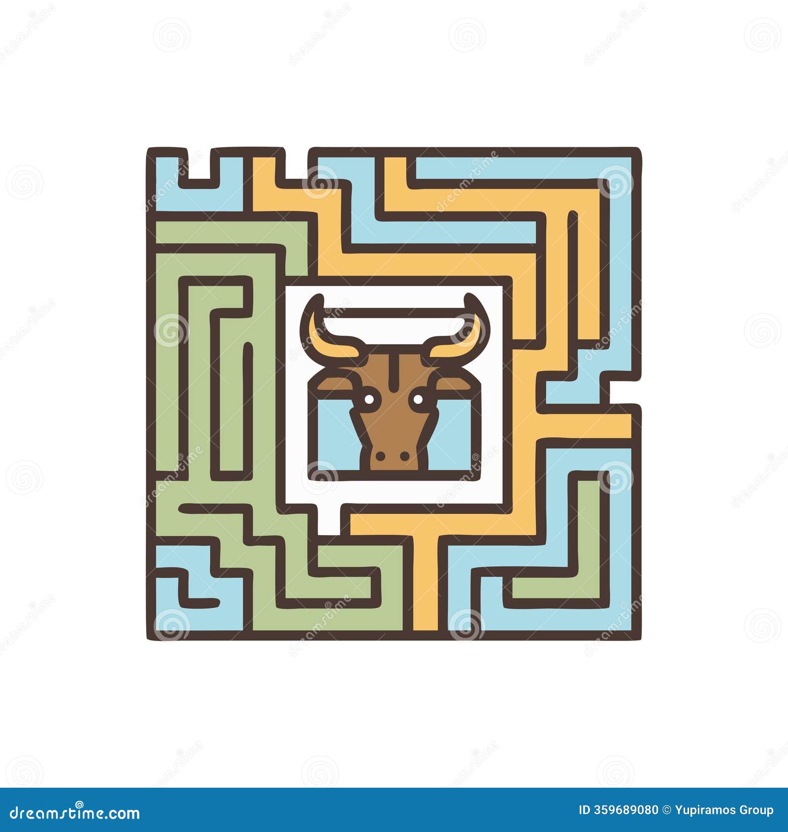 Labyrinth Minotaur Greek Mythology Stock Illustration - Illustration of ...