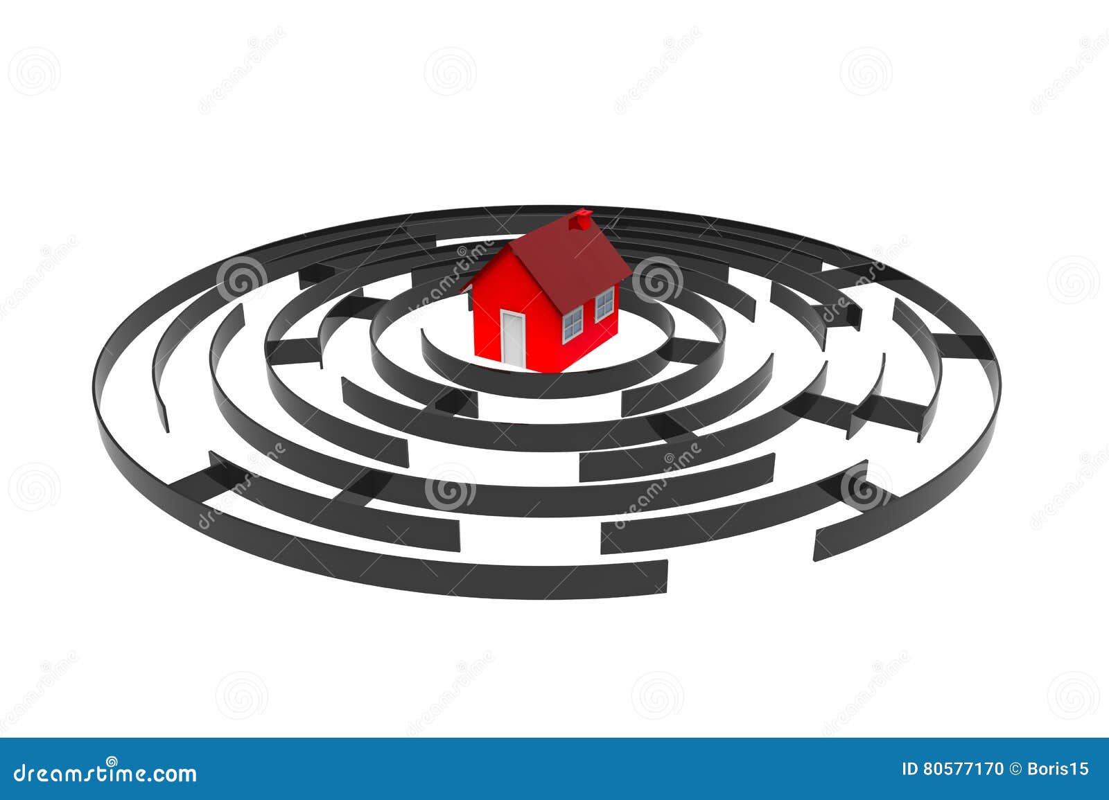 Labyrinth Mit Einem Haus, Wiedergabe 3d Stock Abbildung - Illustration ...