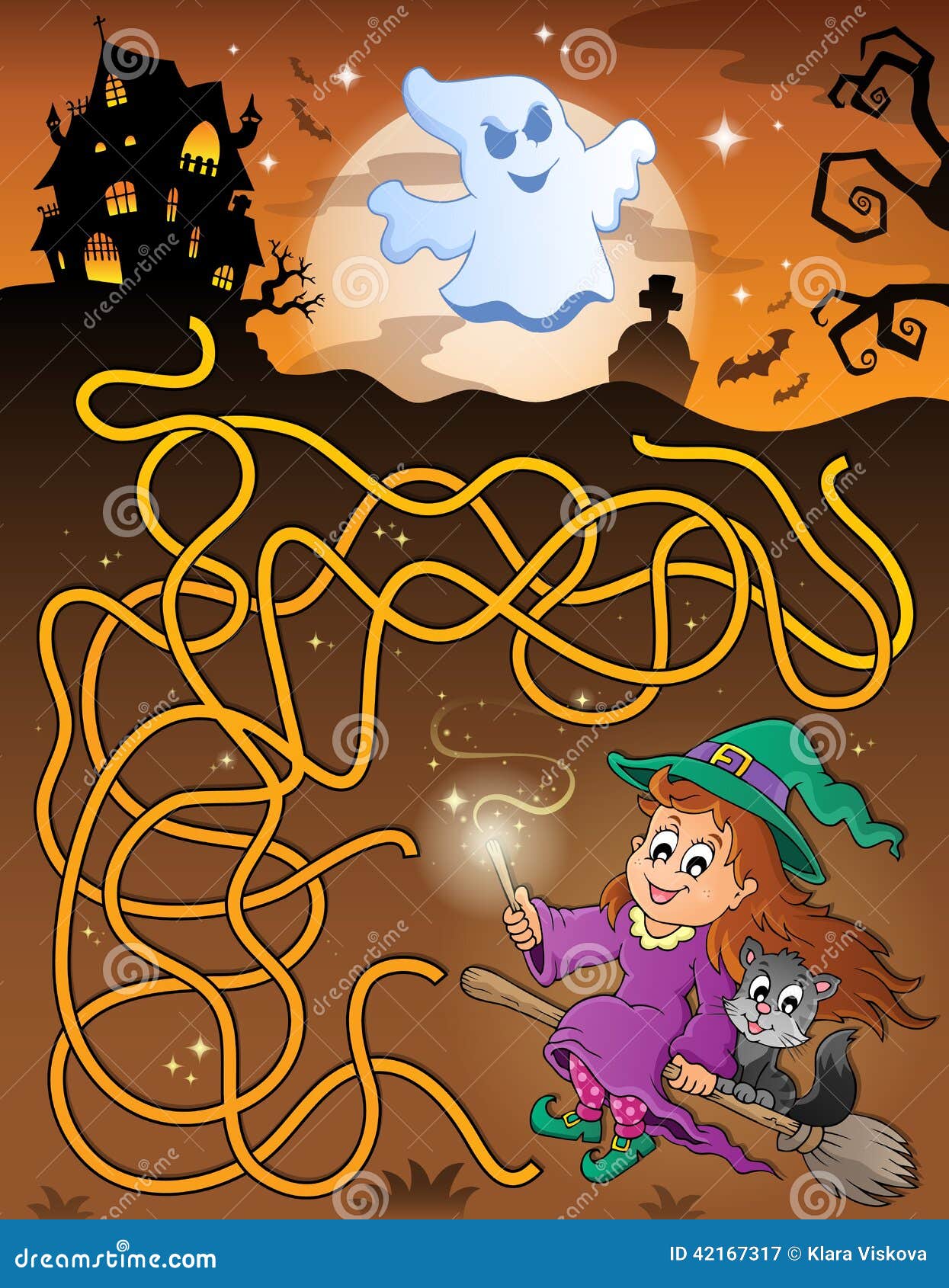 Labyrinth 6 Mit Halloween-Thema Vektor Abbildung - Illustration von ...