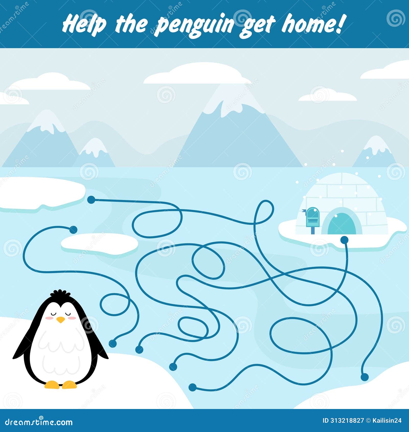 Child Game. Take the Penguin Home. Labyrinth. Preschool Educational ...