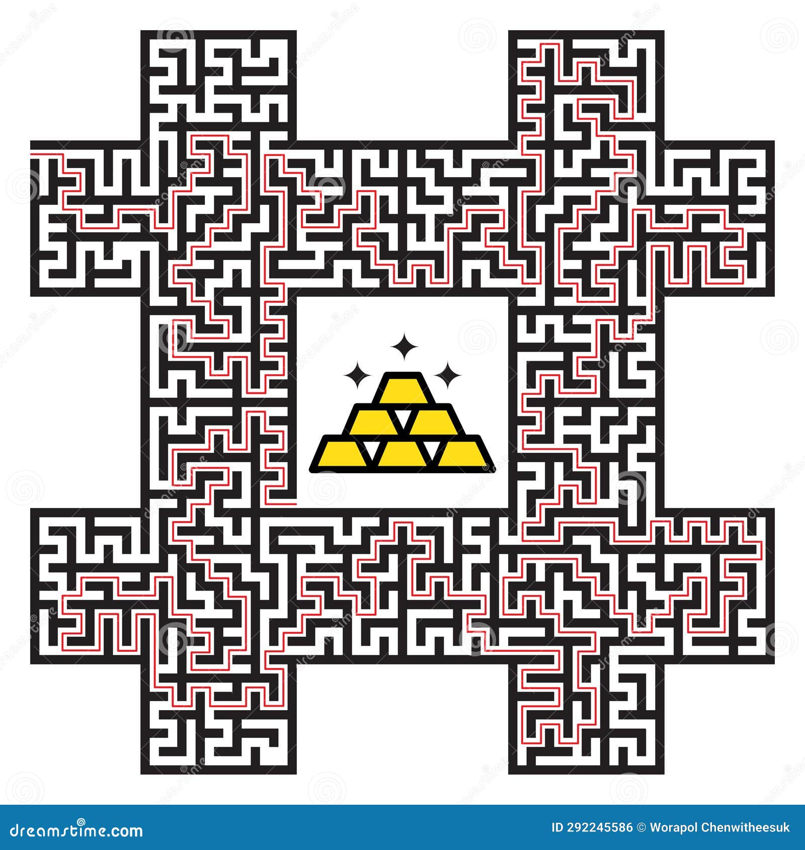 Labyrinth Puzzle Game in Cross Shape,Black Abstract Square Maze with ...