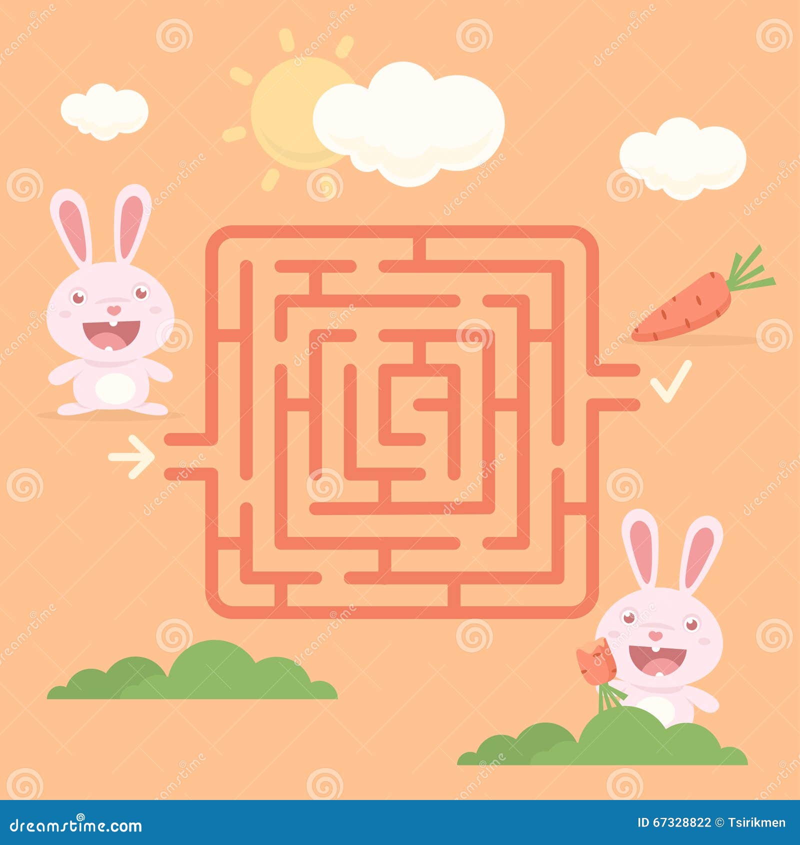 Labyrinth Rabbit with Carrot Stock Vector - Illustration of concept ...