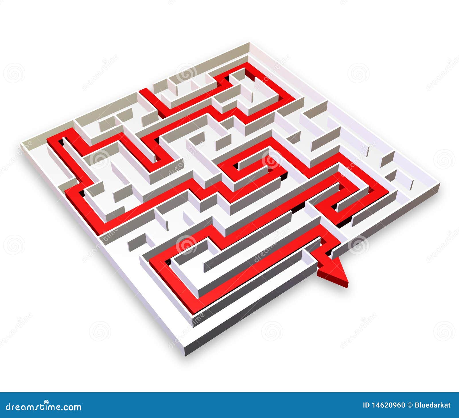 Labyrinth with Red Arrow Solution-3d Stock Illustration - Illustration ...