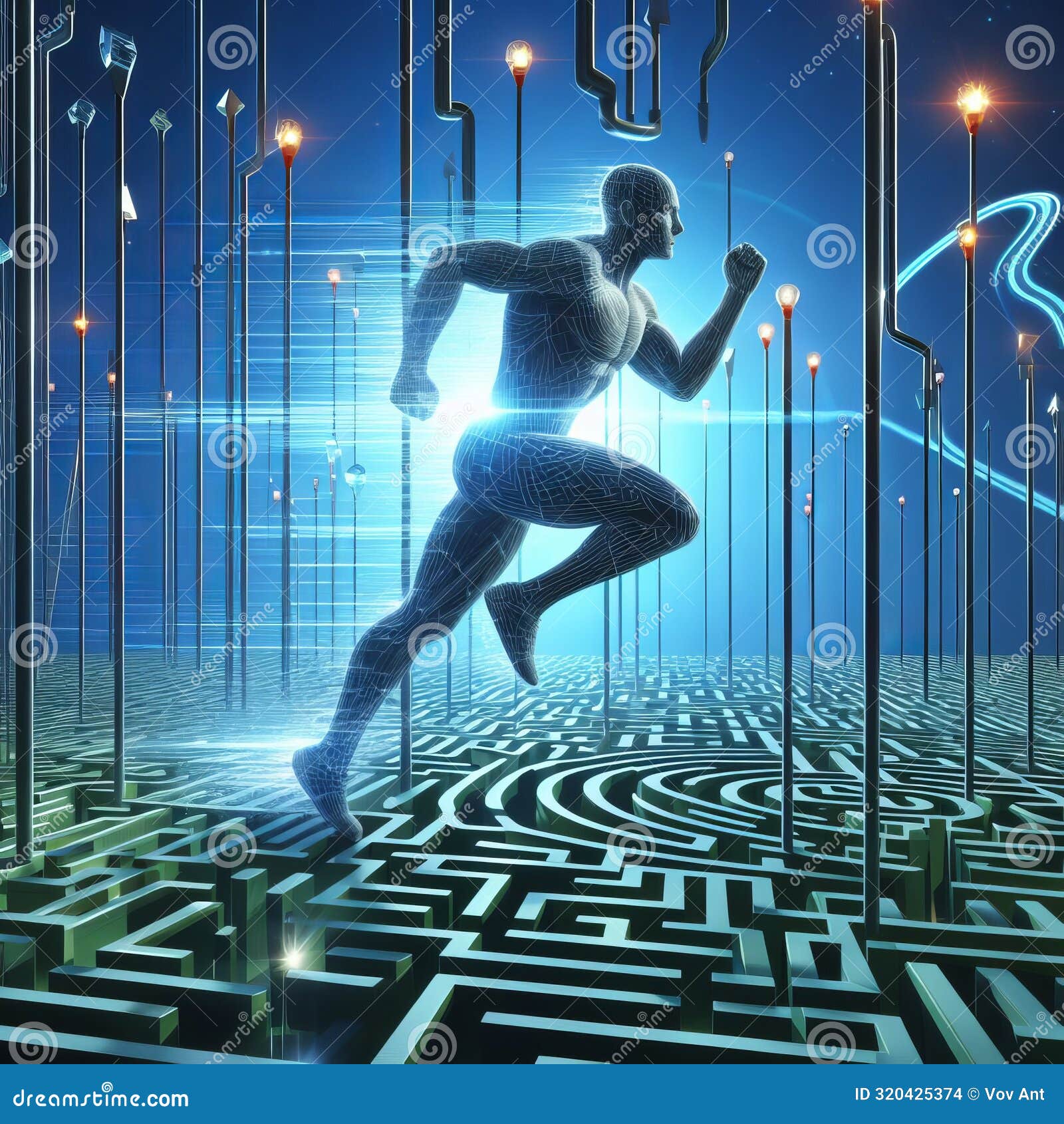 Labyrinth Runner Strategic Planning Competitive Maze Runners Ng Stock ...