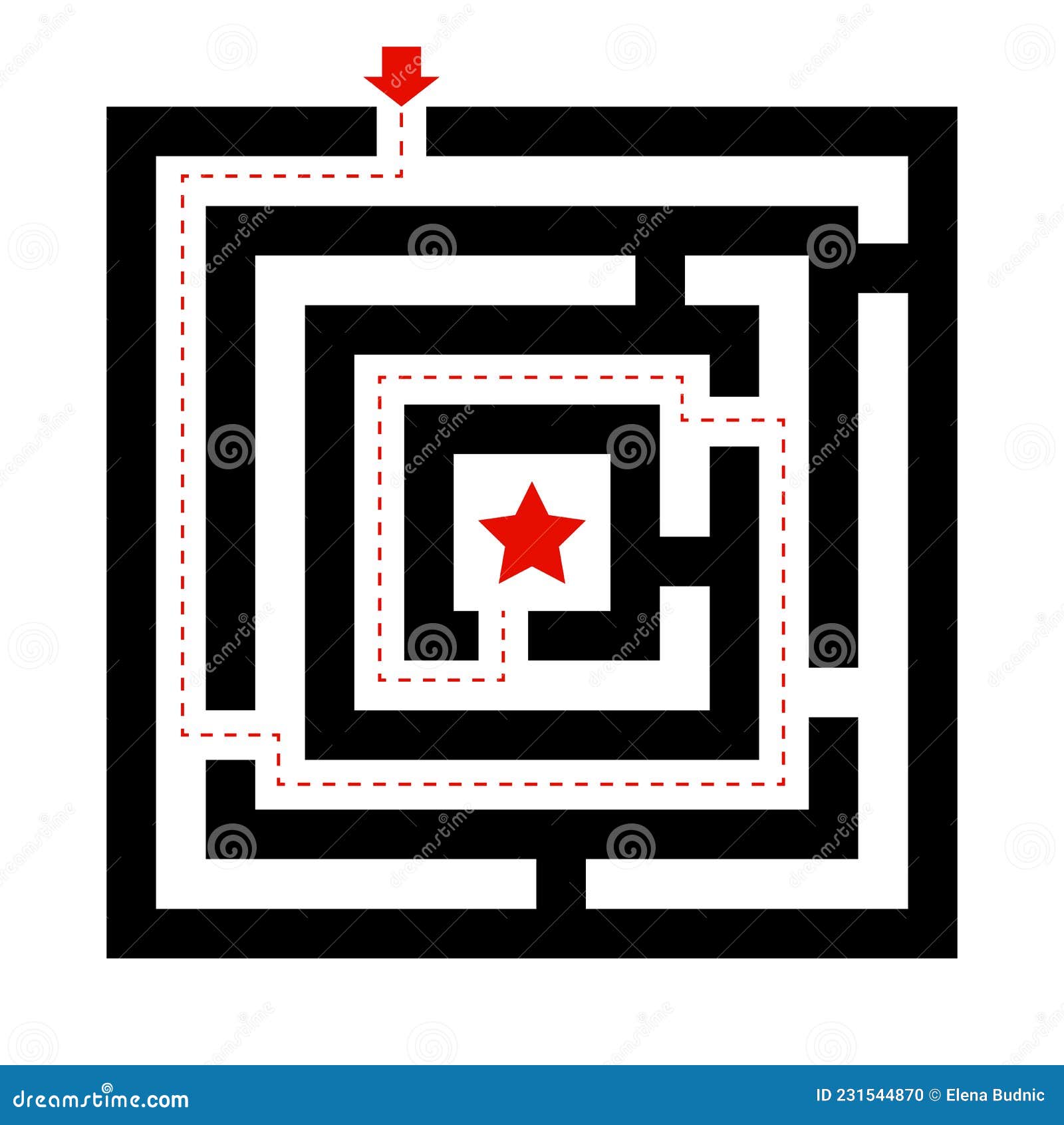 Labyrinth Shape Design Element. Three Entrances, One Exit and One ...