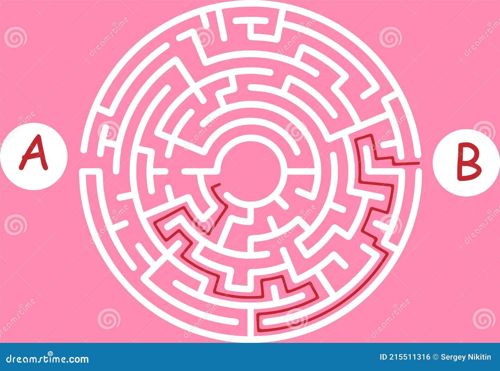 Labyrinth Shape Design Element. Two Entrance, One Exit and One Right ...