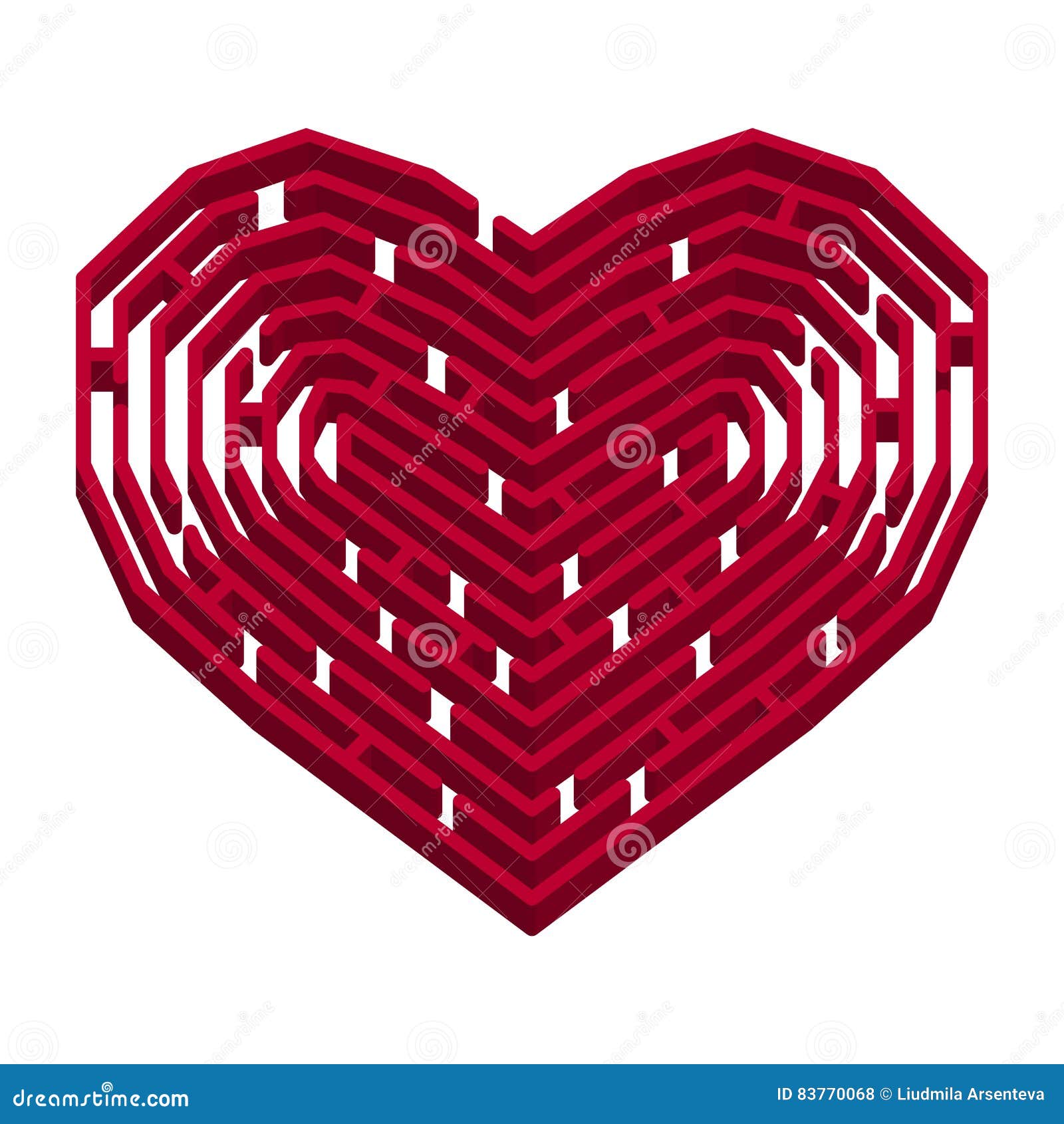 Labyrinth in a Shape of Heart Stock Vector - Illustration of card ...