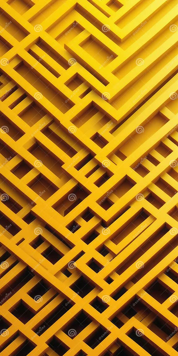 Labyrinth Shapes in Yellow stock photo. Image of generated - 306475558