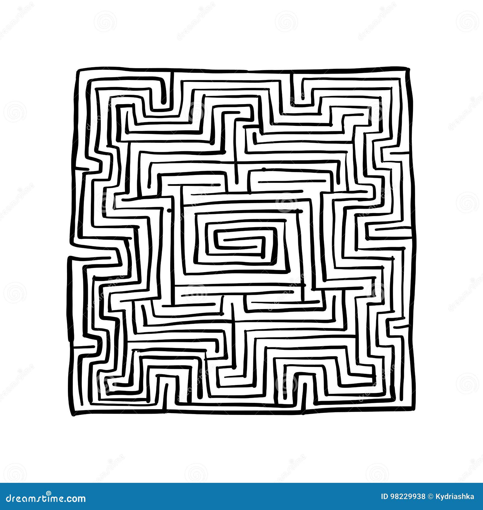 Labyrinth Square, Sketch for Your Design Stock Vector - Illustration of ...