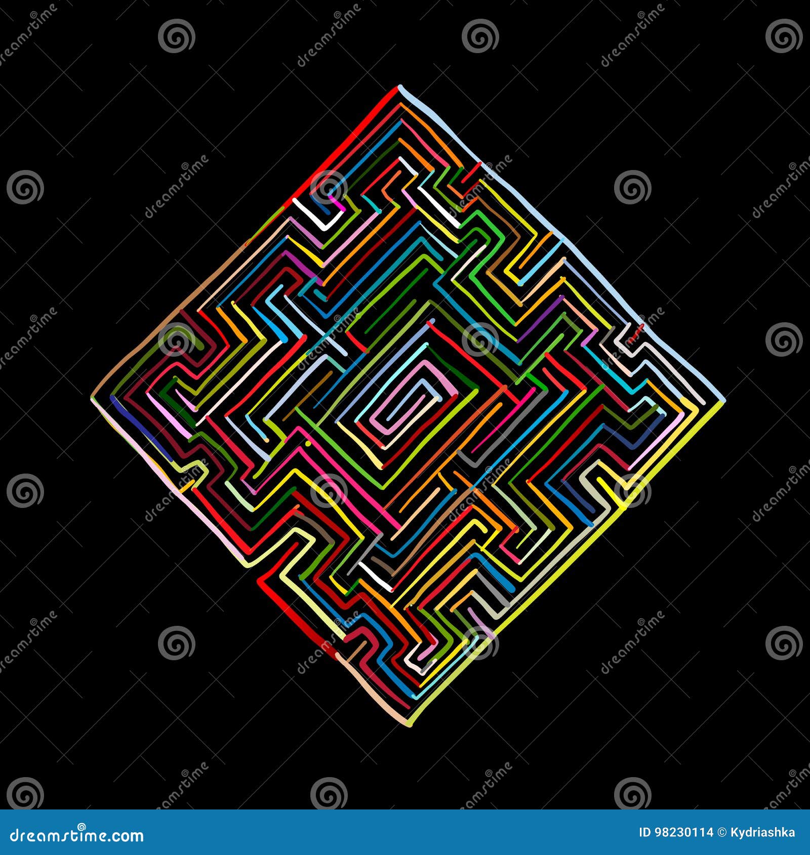 Labyrinth Square, Sketch for Your Design Stock Vector - Illustration of ...