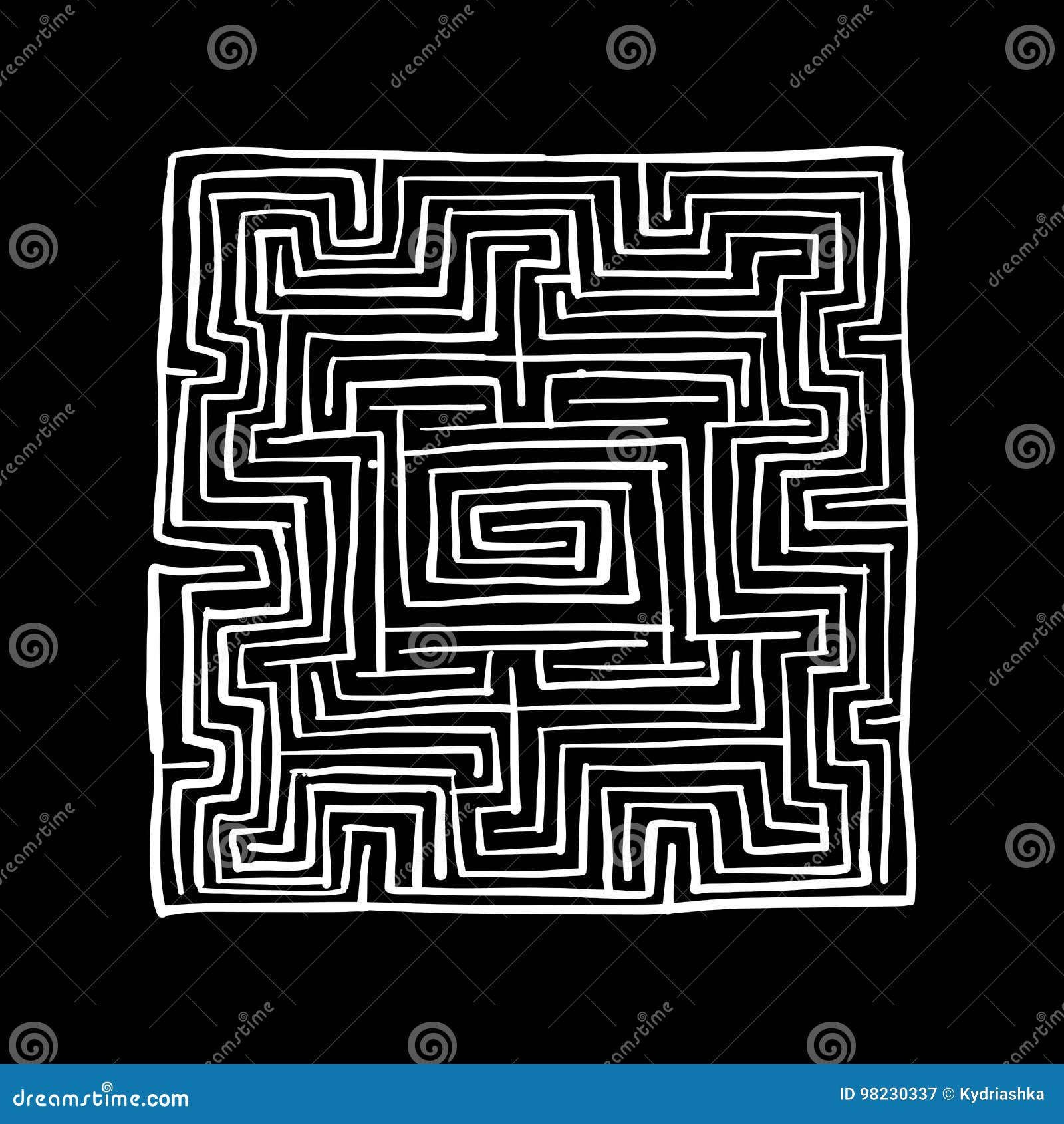 Labyrinth Square, Sketch for Your Design Stock Vector - Illustration of ...