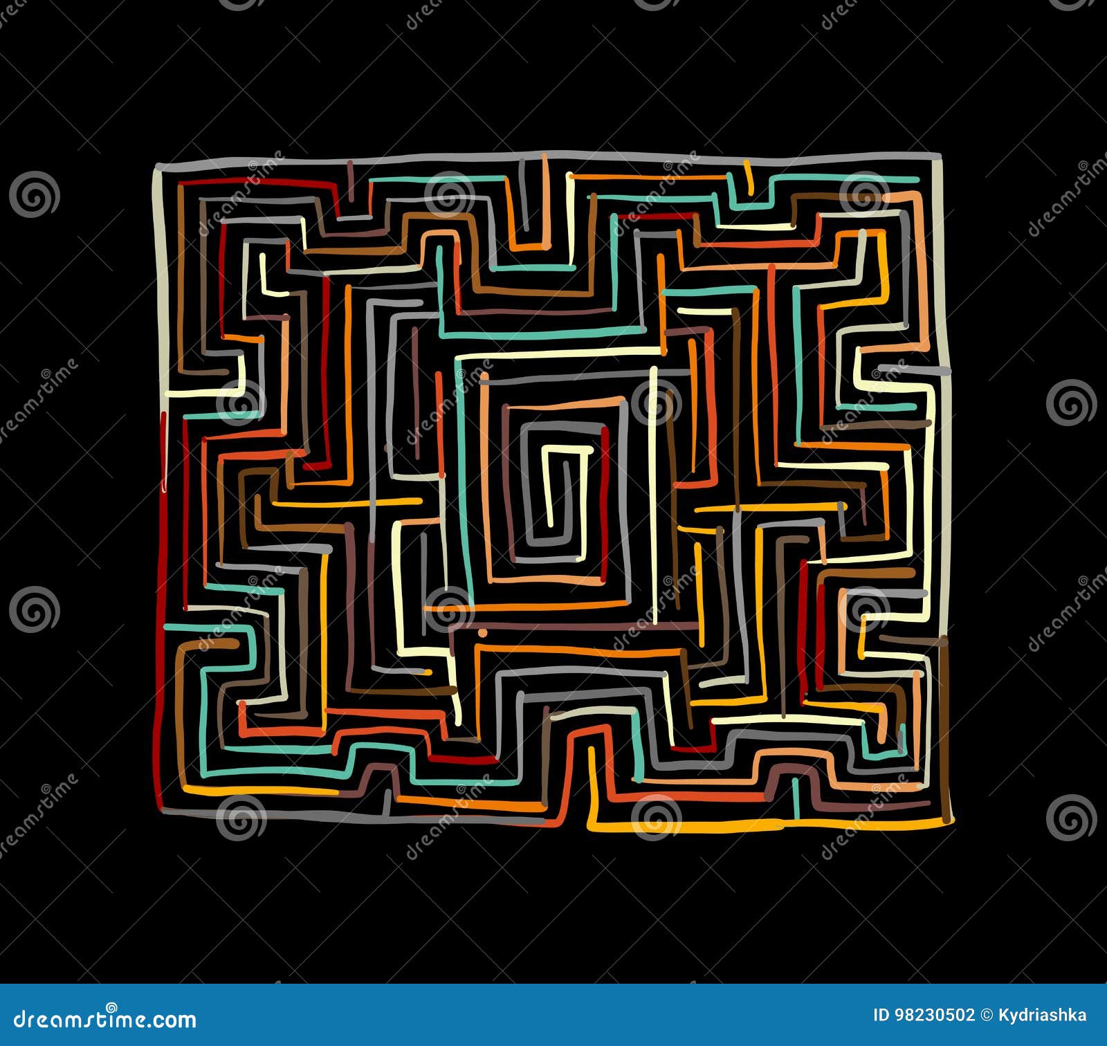 Labyrinth Square, Sketch for Your Design Stock Vector - Illustration of ...