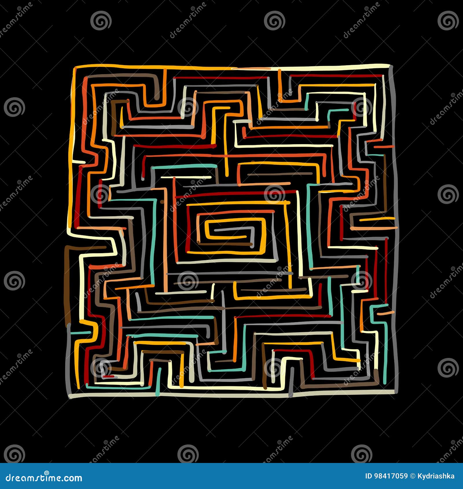 Labyrinth Square, Sketch for Your Design Stock Vector - Illustration of ...