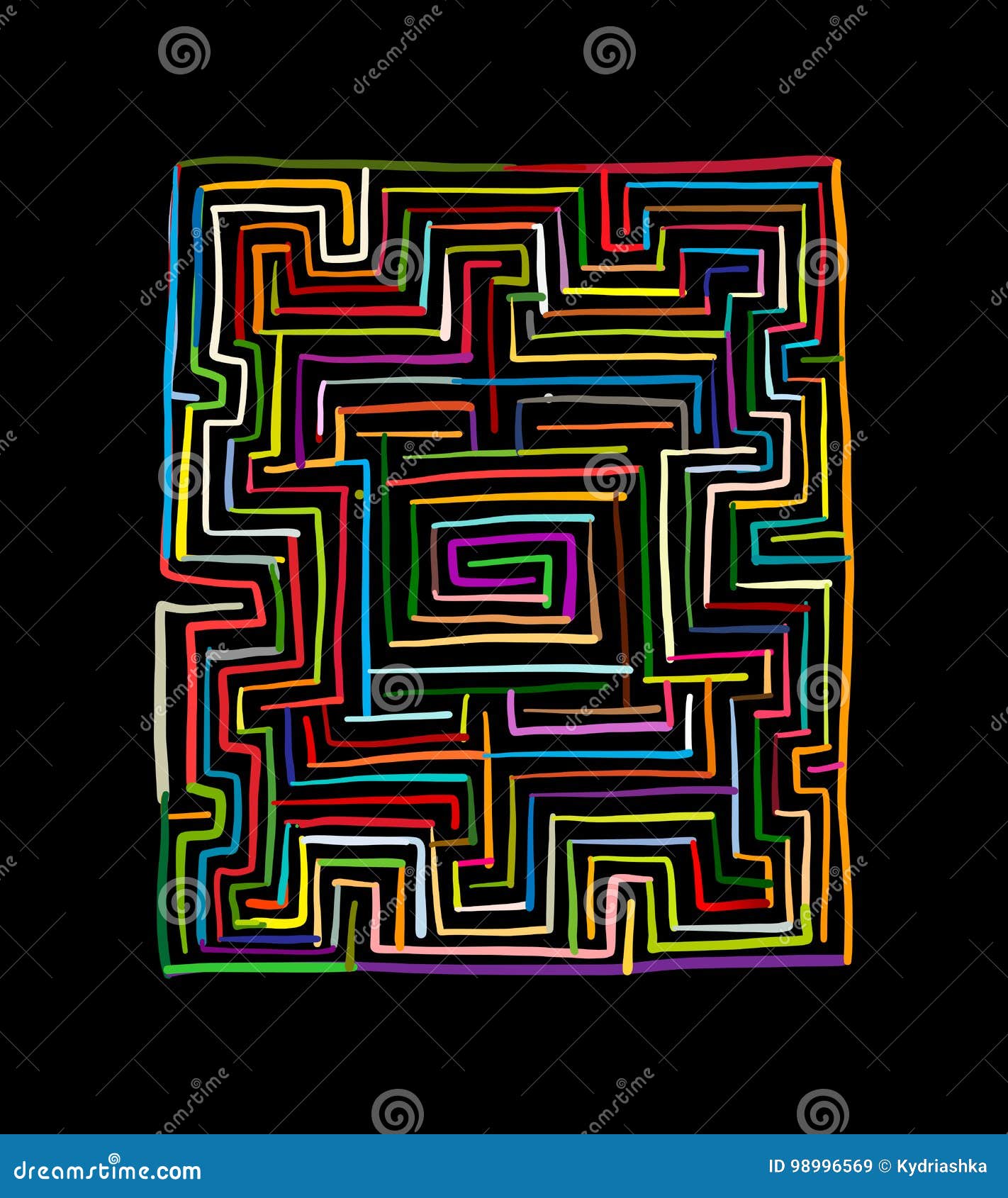 Labyrinth Square, Sketch for Your Design Stock Vector - Illustration of ...