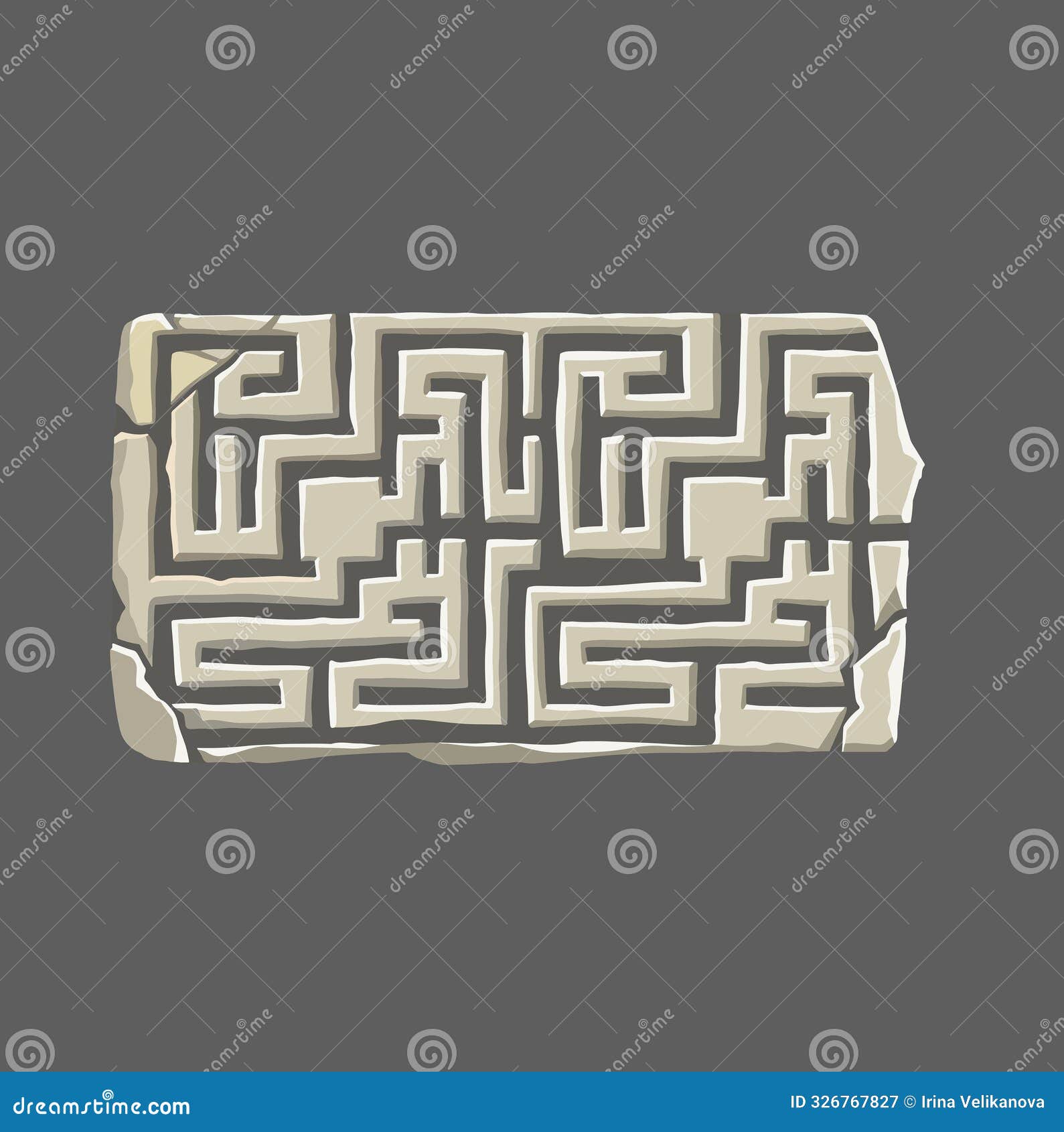 Labyrinth Stone Sign Template. Game Symbol Stock Vector - Illustration ...