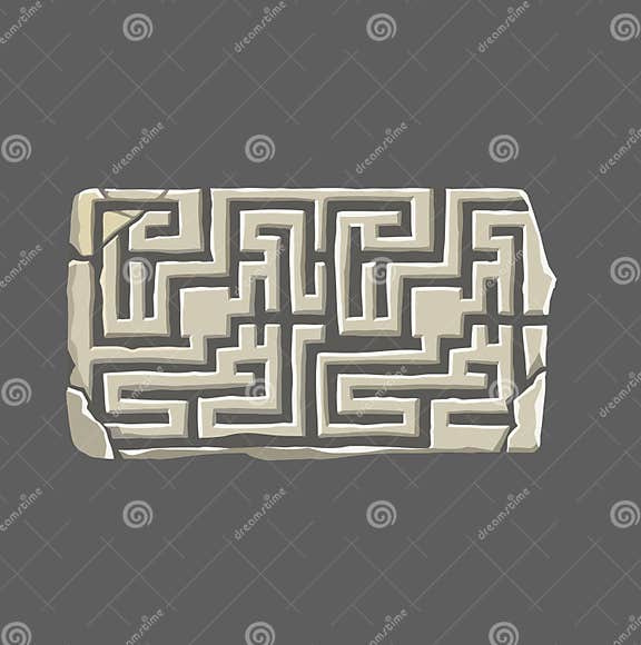 Labyrinth Stone Sign Template. Game Symbol Stock Vector - Illustration ...