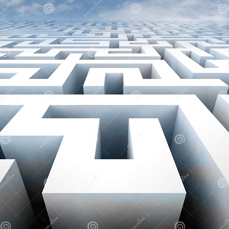 Labyrinth Structure in Perspective Blue Sky View Stock Illustration ...
