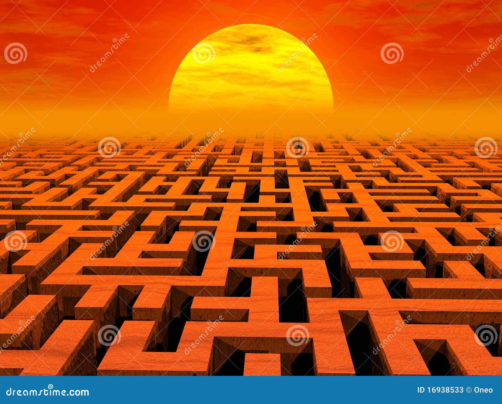 Labyrinth at sunset stock illustration. Illustration of efficiency ...