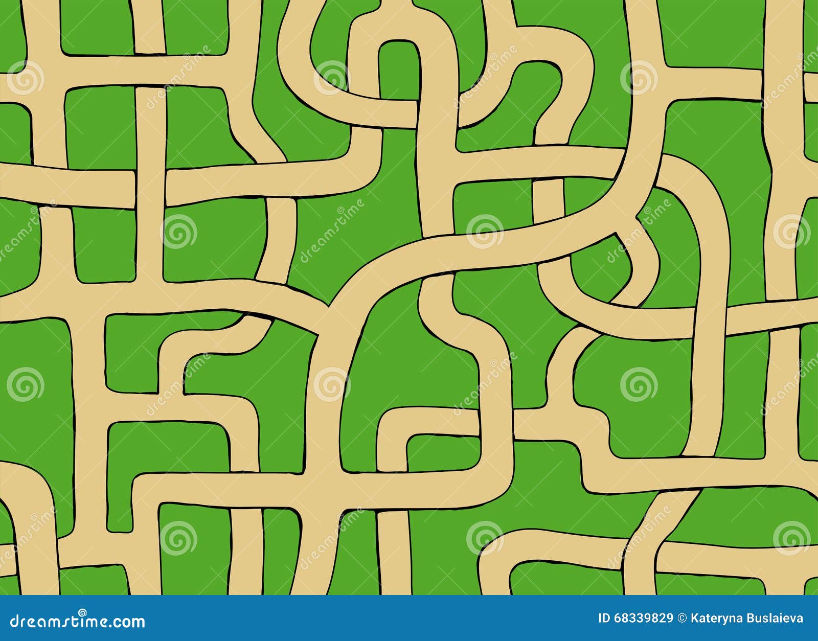 Seamless Labyrinth Print. Vector Monochrome Illustration. Original ...