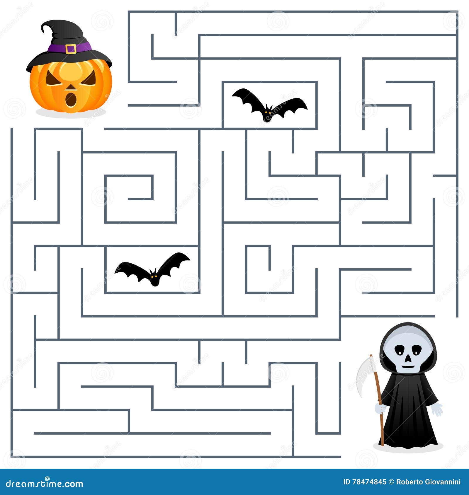 Labyrinthe De Halloween - Faucheuse Et Potiron Illustration de Vecteur ...