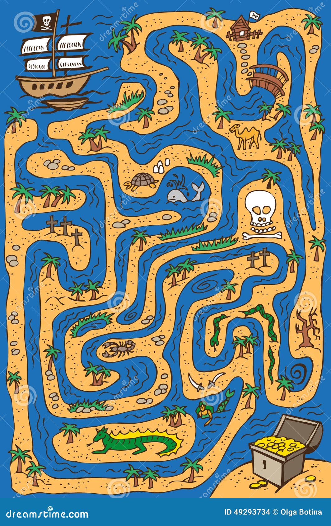 Labyrinthe de pirate illustration de vecteur. Illustration du danger ...