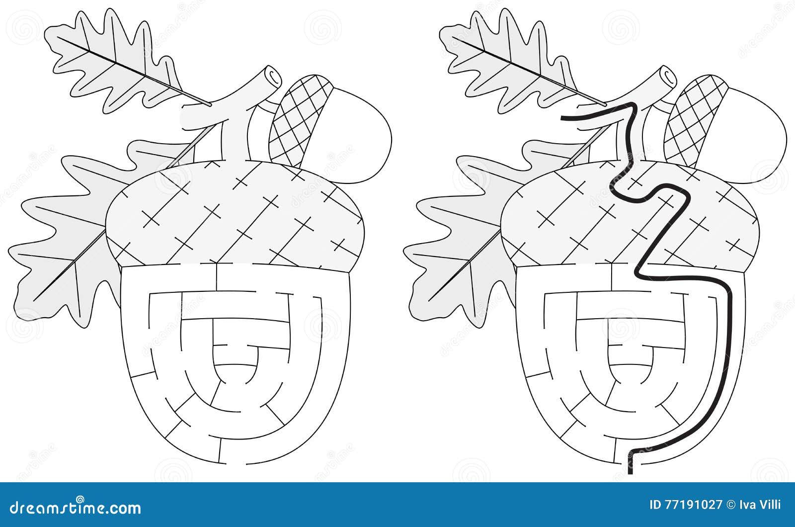 Labyrinthe facile de gland illustration de vecteur. Illustration du ...