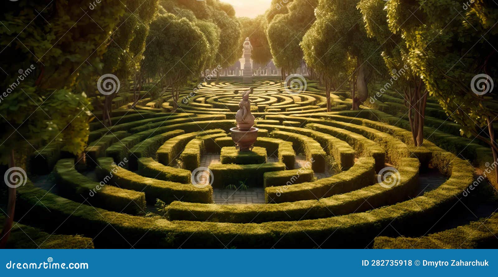 Labyrinthine Garden with Winding Paths and Tall Hedges. Stock Photo ...