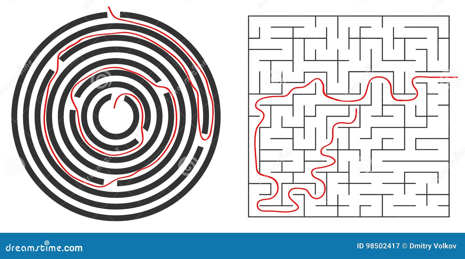 Labyrinths, Circular And Square Labyrinth. Out Of The Labyrinth Royalty ...