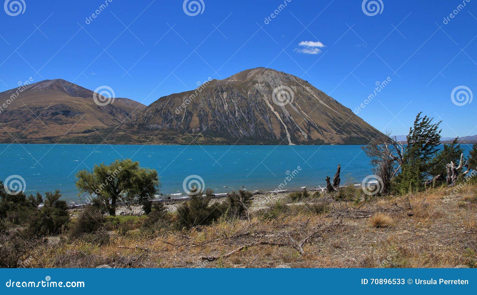 Lac Ohau et Ben Ohau Range image stock. Image du destination - 70896533