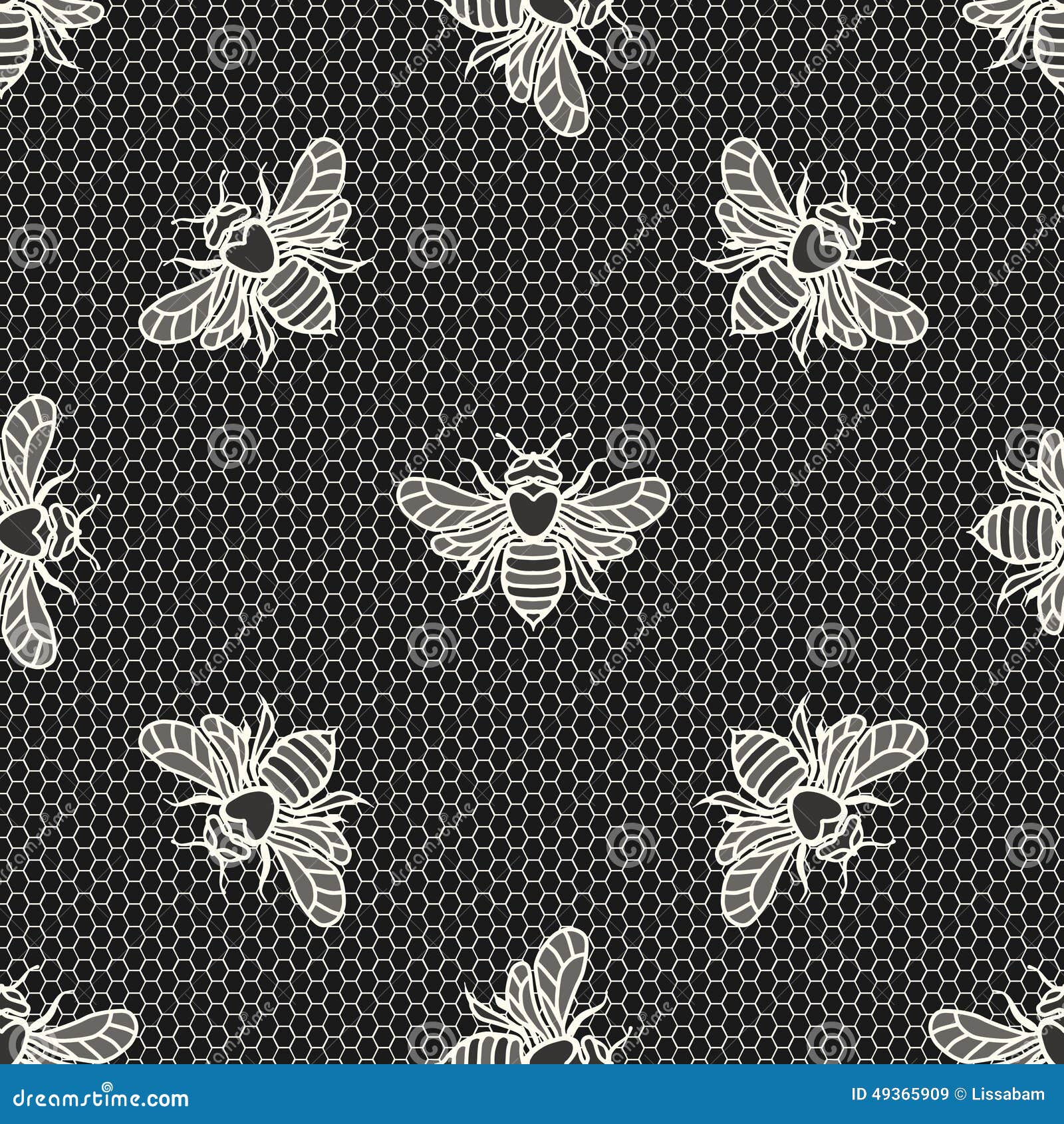 Lace with bees stock vector. Illustration of embroidery - 49365909