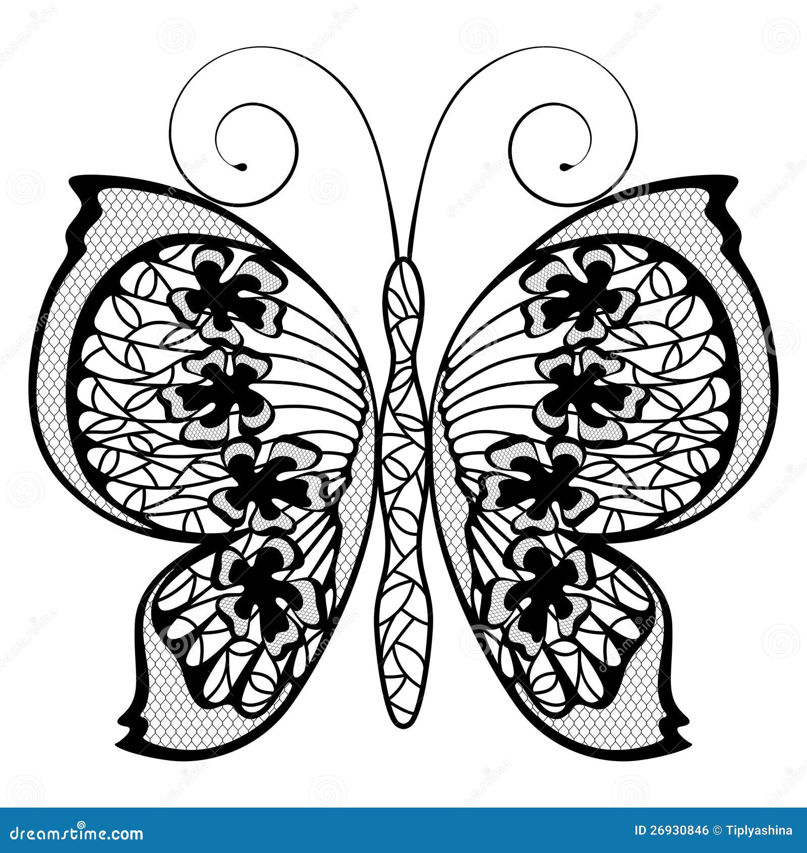 Lace butterfly stock vector. Illustration of pencil, floral - 26930846