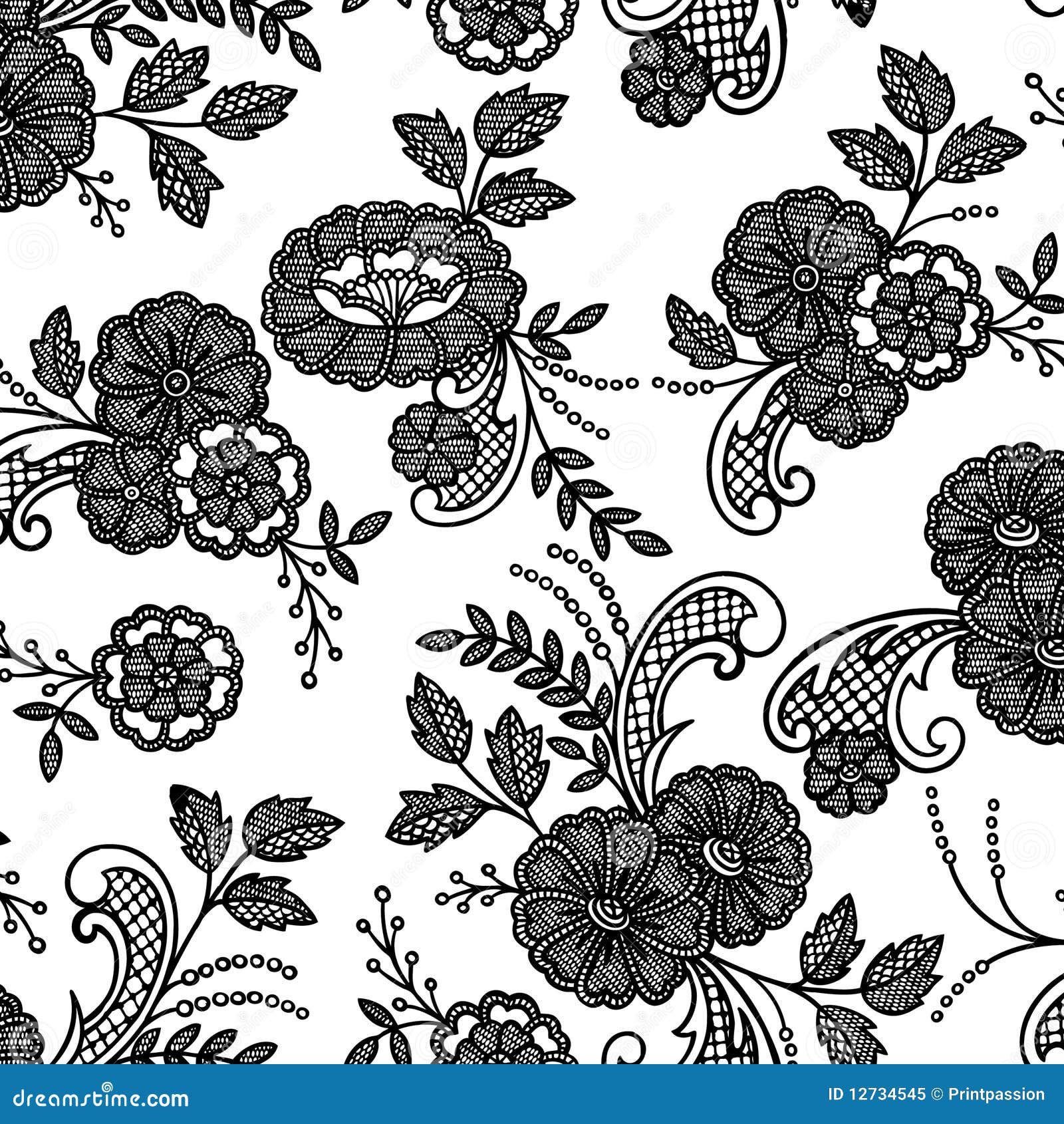 Lace floral flower stock vector. Illustration of pattern - 12734545