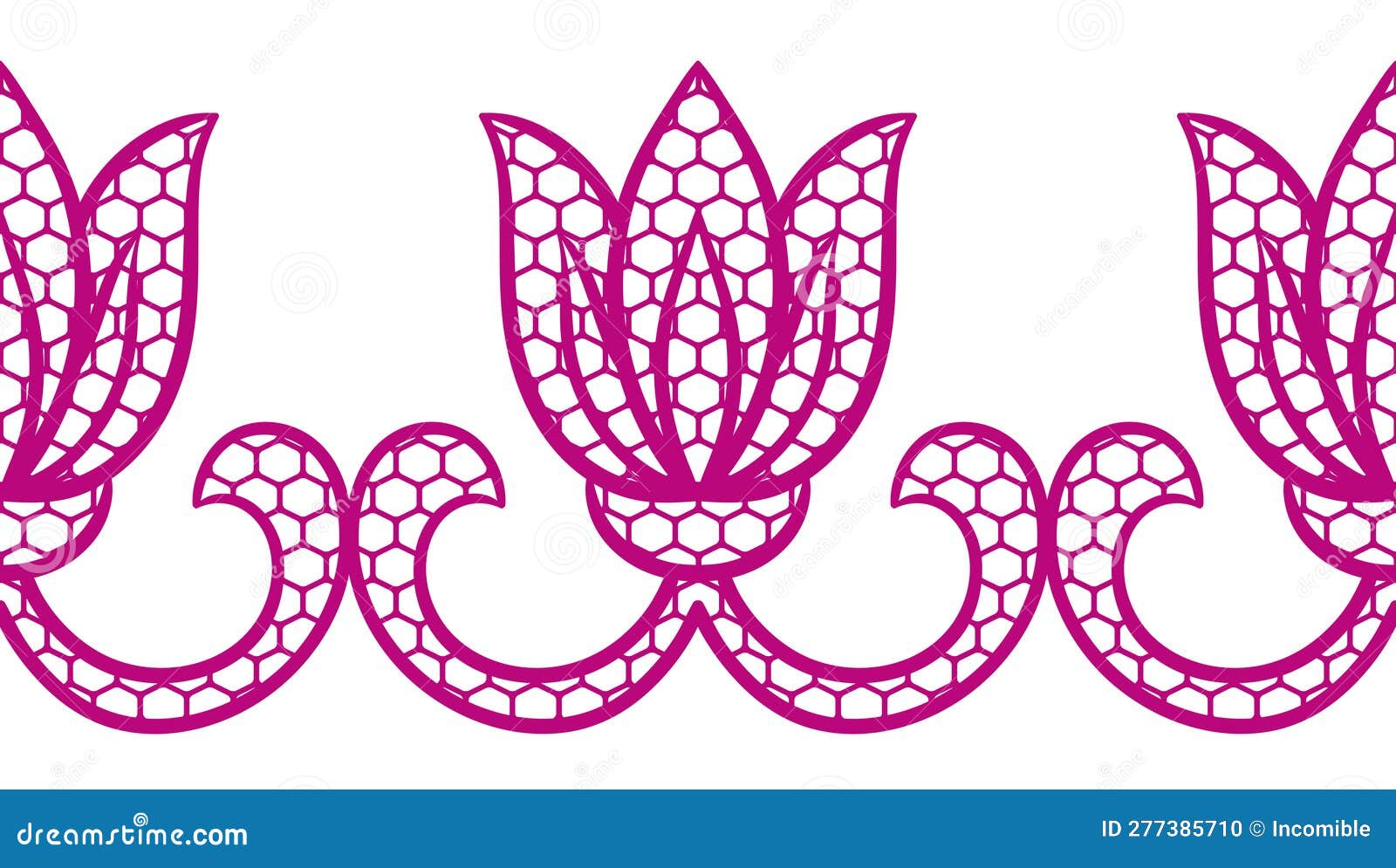 Lace Floral Pattern Seamless Border With Flowers And Leaves