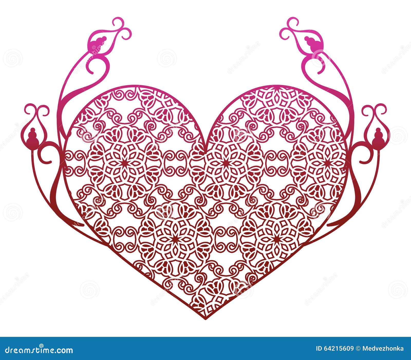 Lace heart silhouette stock illustration. Illustration of flourish ...