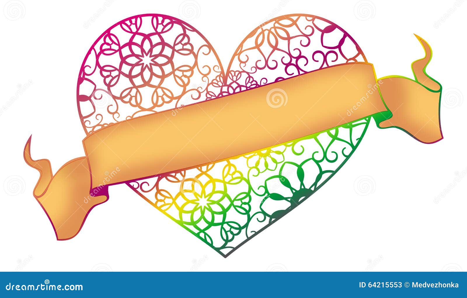 Lace Heart Silhouette with Label Stock Illustration - Illustration of ...