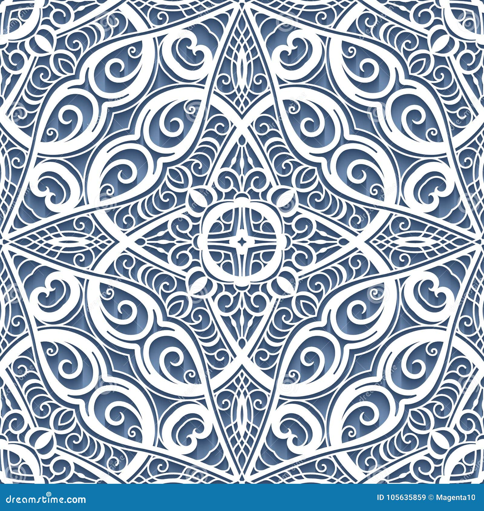 Lace Ornament, Cutout Paper Pattern Stock Vector - Illustration of ...