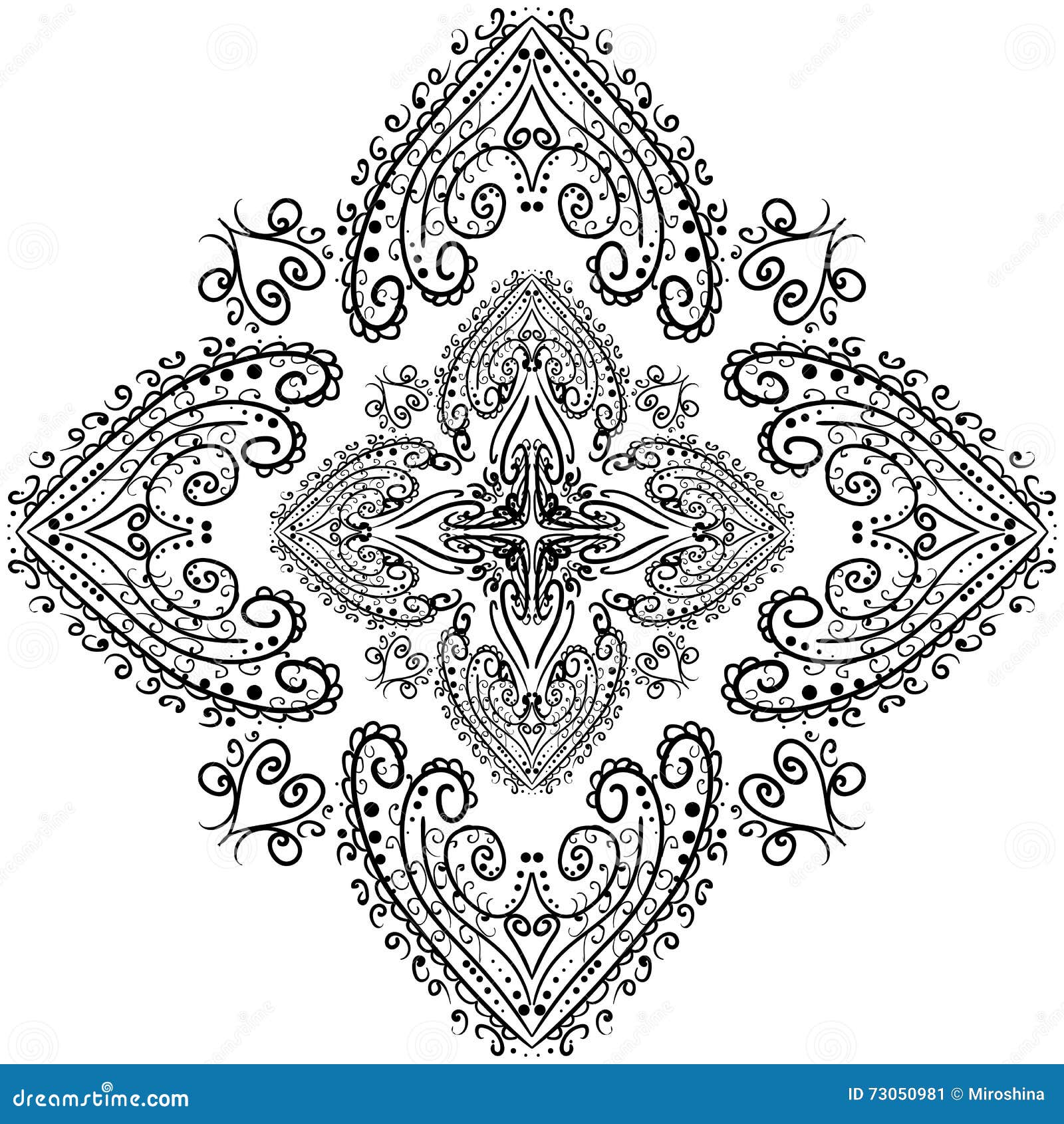 Lace ornament, mandala stock vector. Illustration of print - 73050981