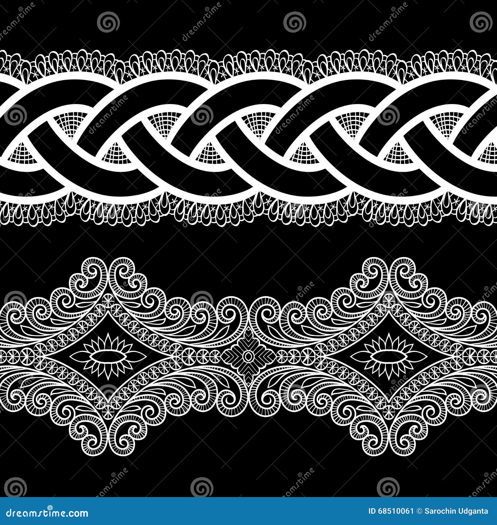 Lace Pattern Black and White Stock Vector - Illustration of fashioned ...