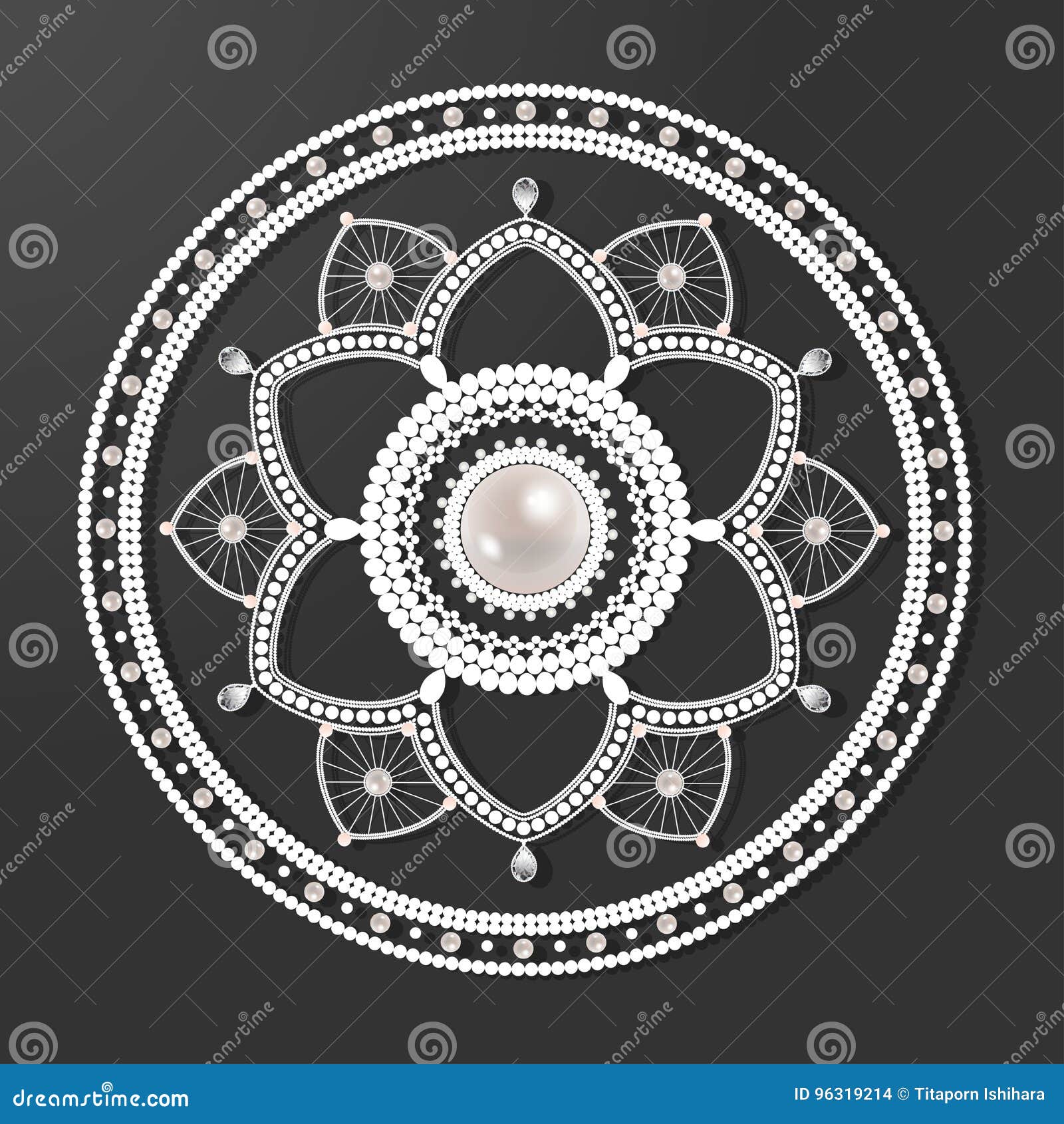 Lace and Pearl Circle Flower Vintage Pattern Vector Stock Vector ...