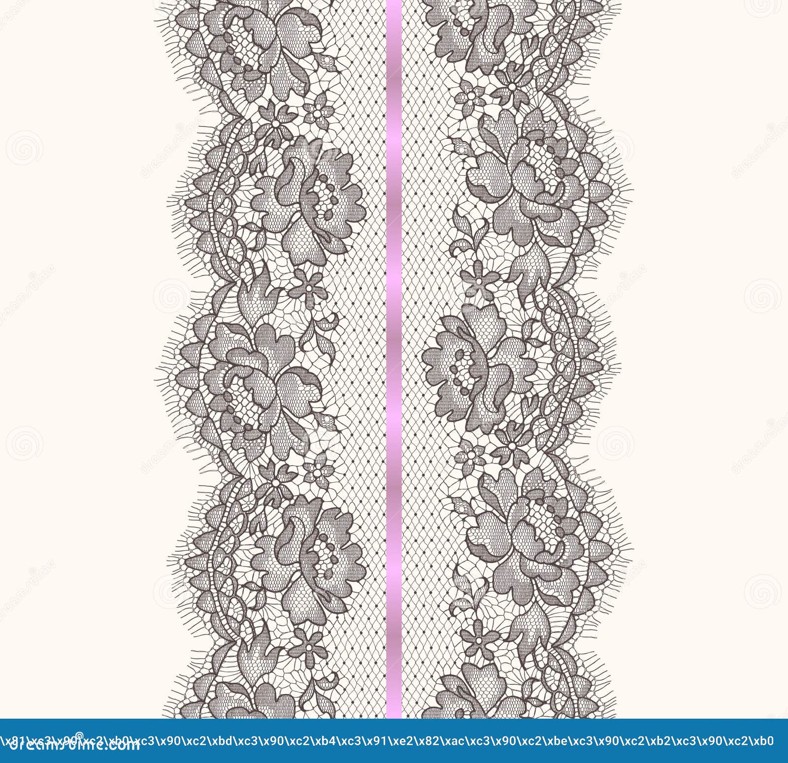 Lace Ribbon Vertical Seamless Pattern. Stock Vector - Illustration of ...