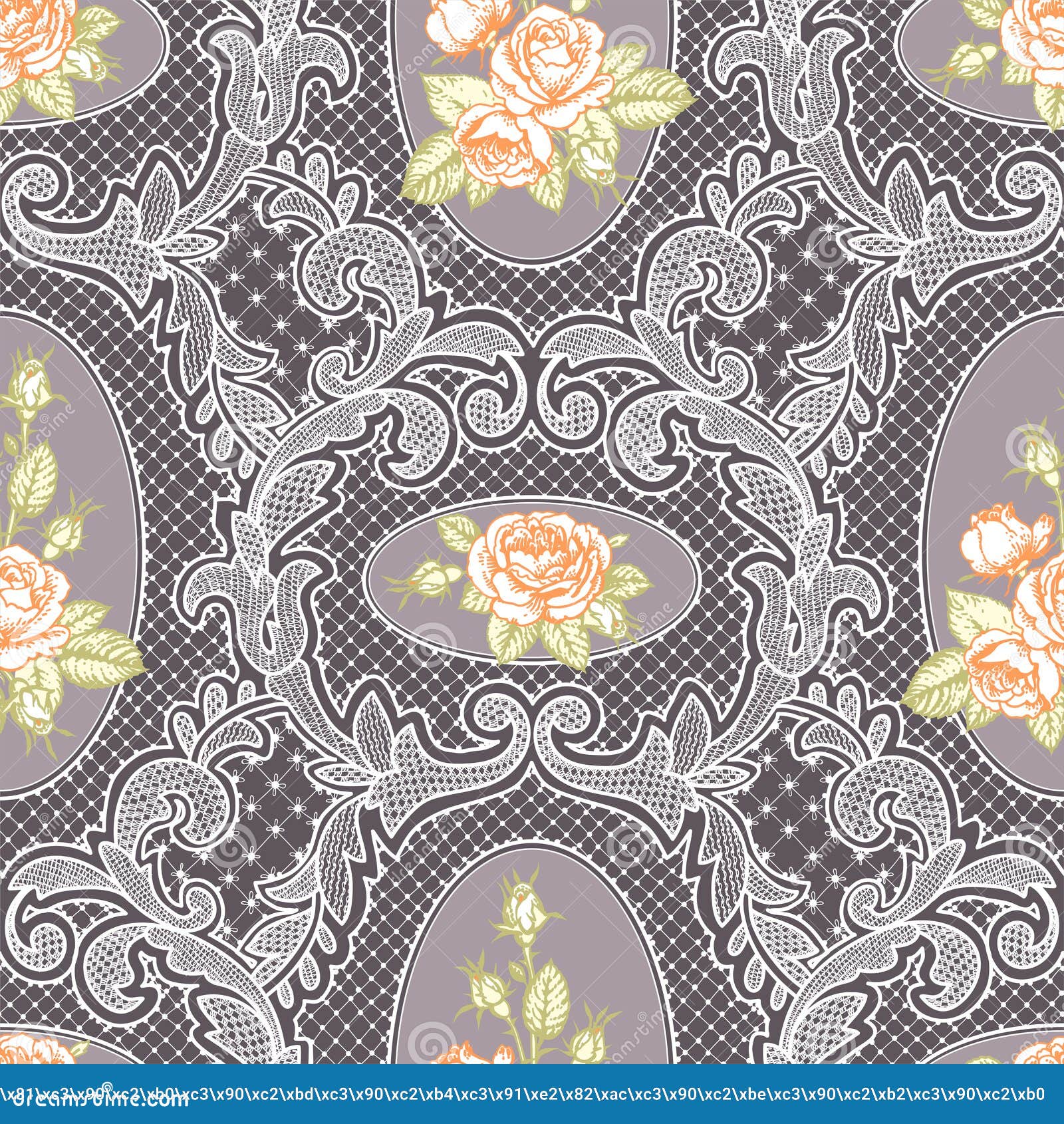 Lace and Roses. Seamless Pattern. Stock Vector - Illustration of ...