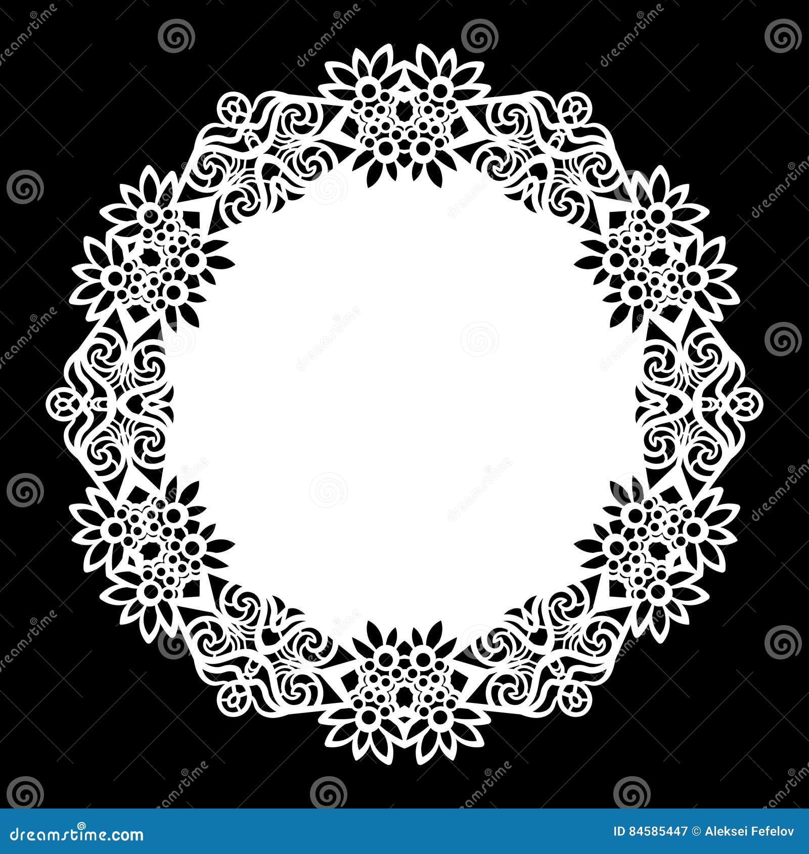 Lace Round Paper Doily, Lacy Snowflake, Greeting Element, Template for ...