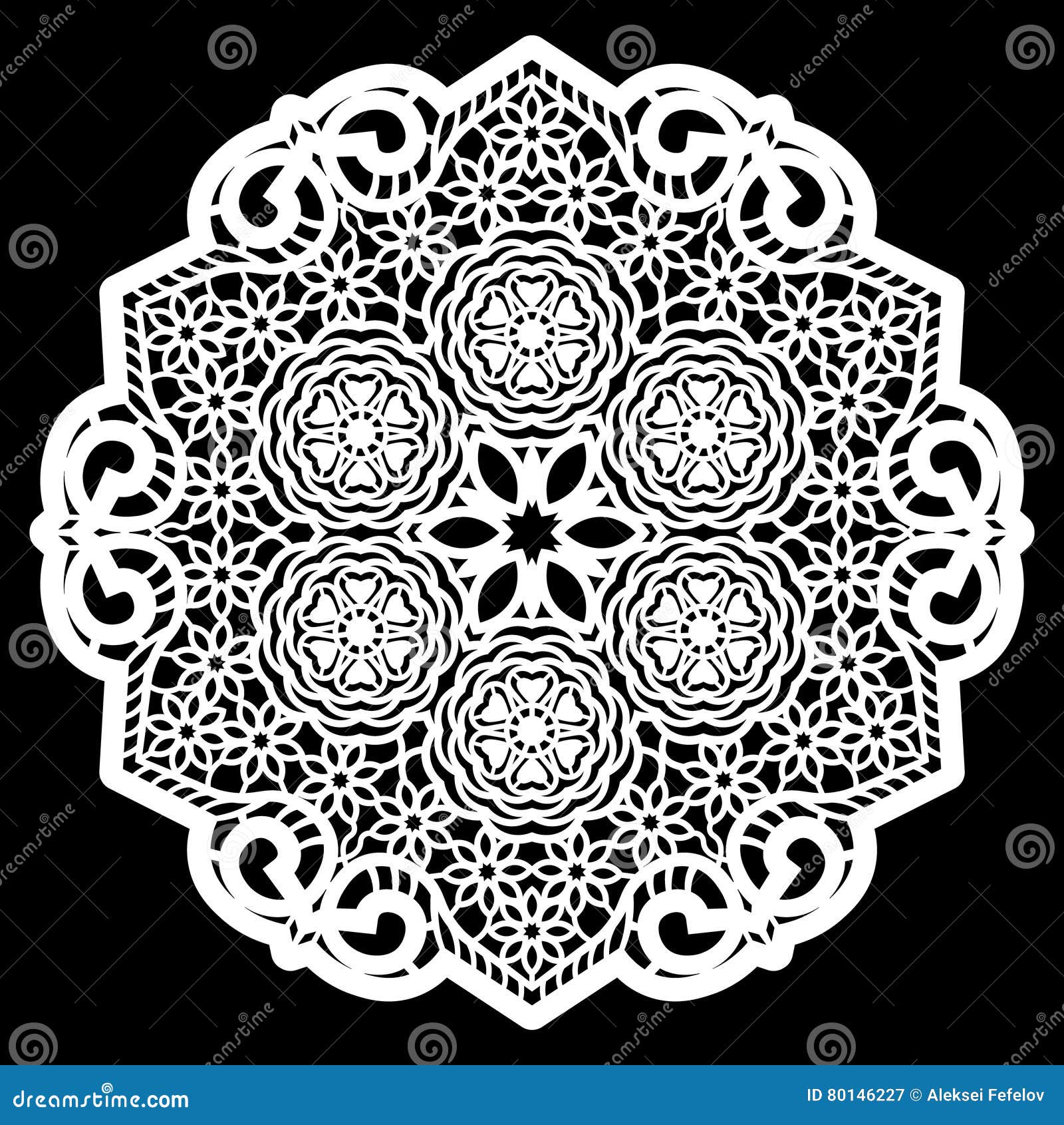 Lace Round Paper Doily, Lacy Snowflake, Greeting Element, Template for ...